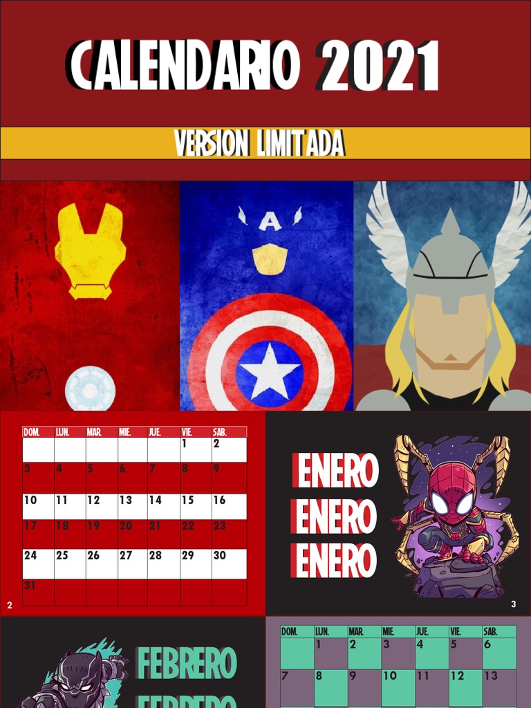 Calendario de Super Heroes | PDF