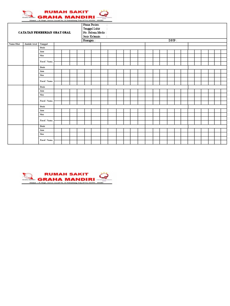 Form CATATAN PEMBERIAN OBAT ORAL | PDF