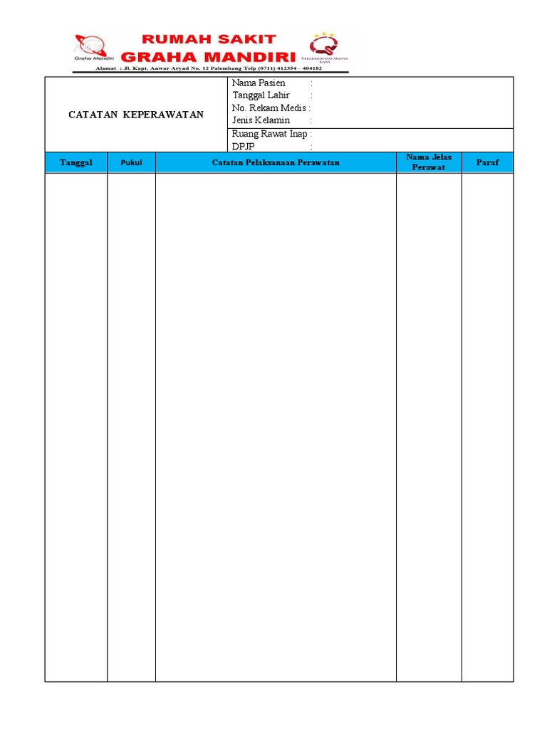Form Catatan Keperawatan | PDF