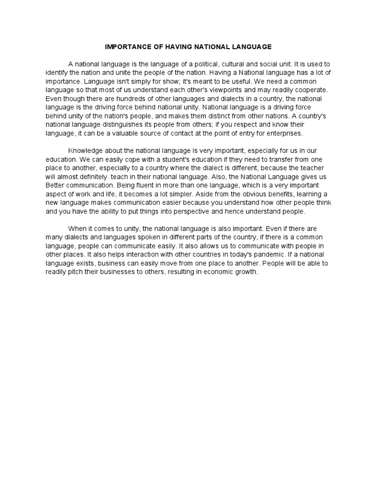Importance of Having National Language | PDF