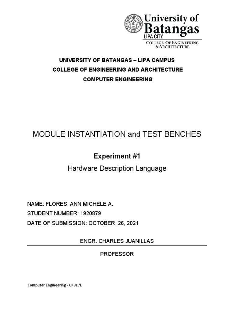 Module Instantiation and Test Benches: Hardware Description Language ...