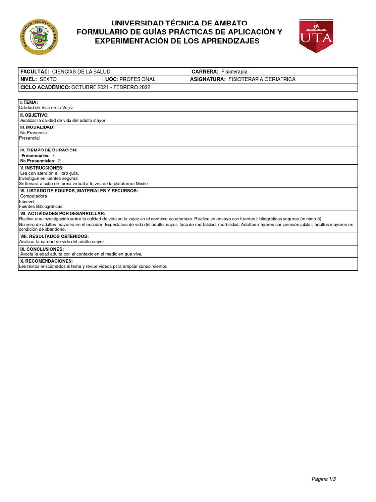 GuiaPracticasPAE | PDF | Vejez | Ciencias del comportamiento