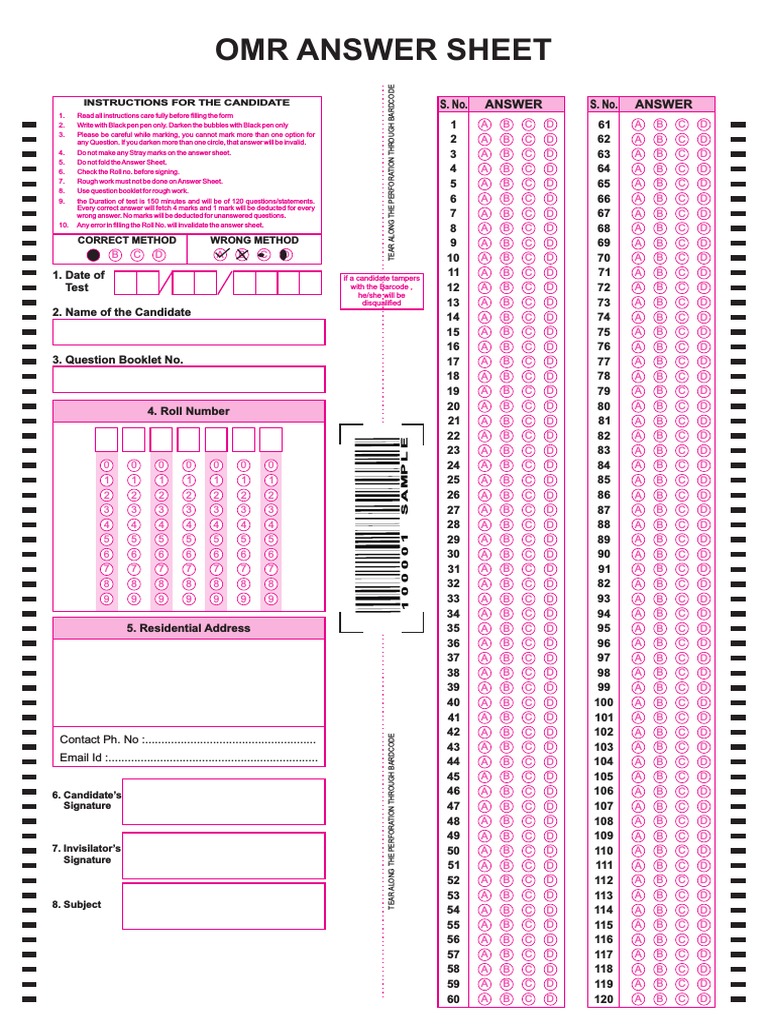 NDA Omr Sheet 120 Questions | PDF | Computing | Computer Science
