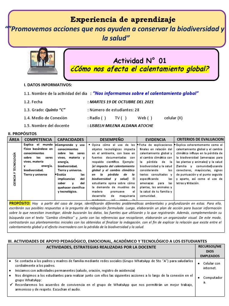 SESION 02 "Nos Informamos Sobre El Calentamiento Global | PDF | Cambio ...