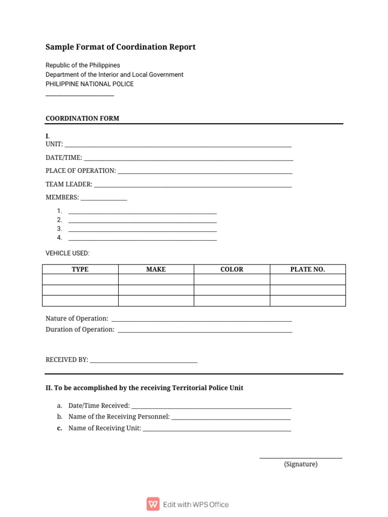 Sample Format of Coordination Report | PDF