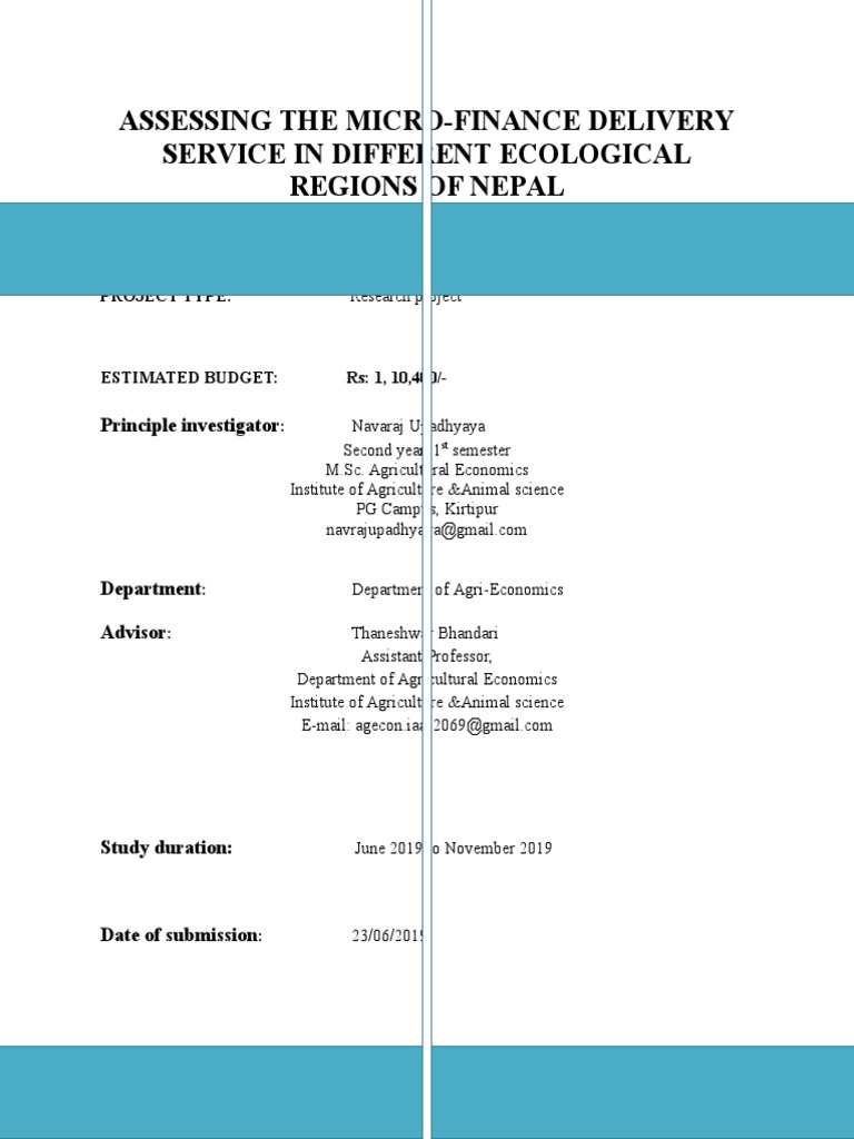 Assessing The Micro-Finance Delivery Service in Different Ecological ...