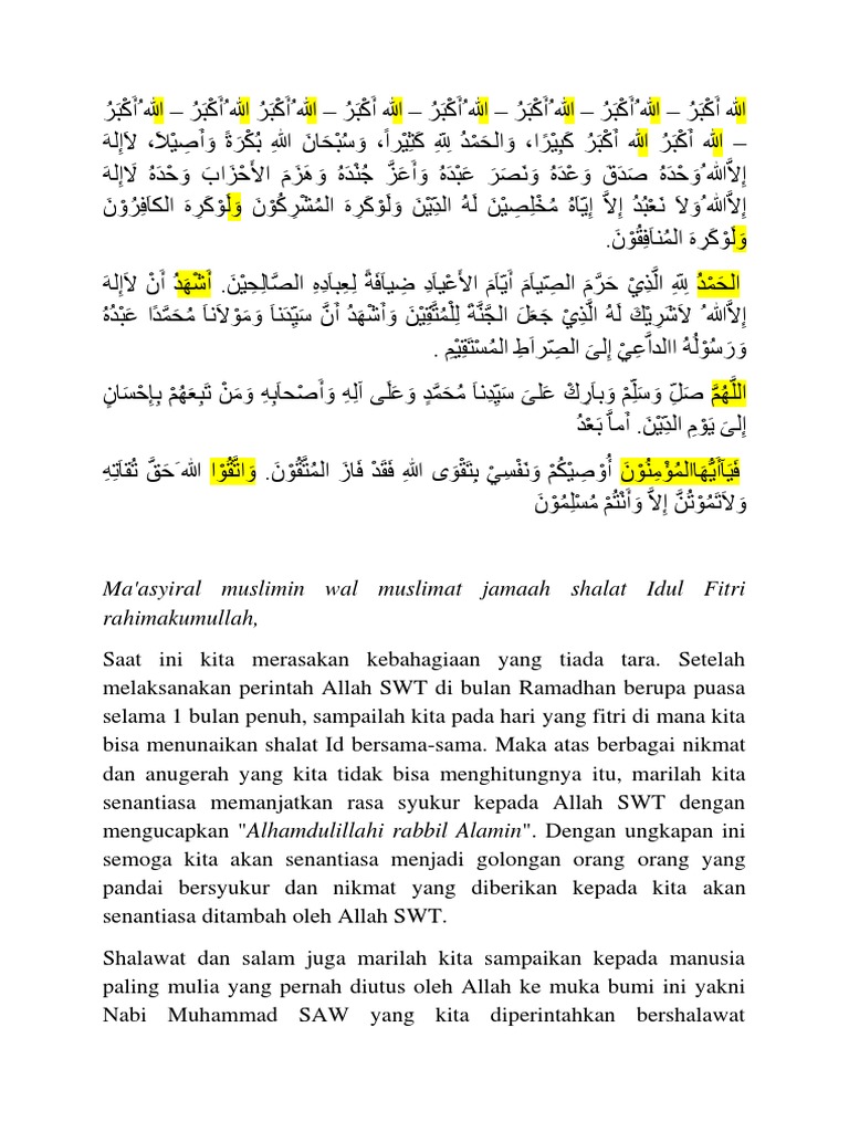 Khutbah Idul Fitri 1442 H | PDF