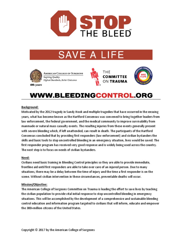 Bleeding Control Basic Brief Backgrounder | PDF
