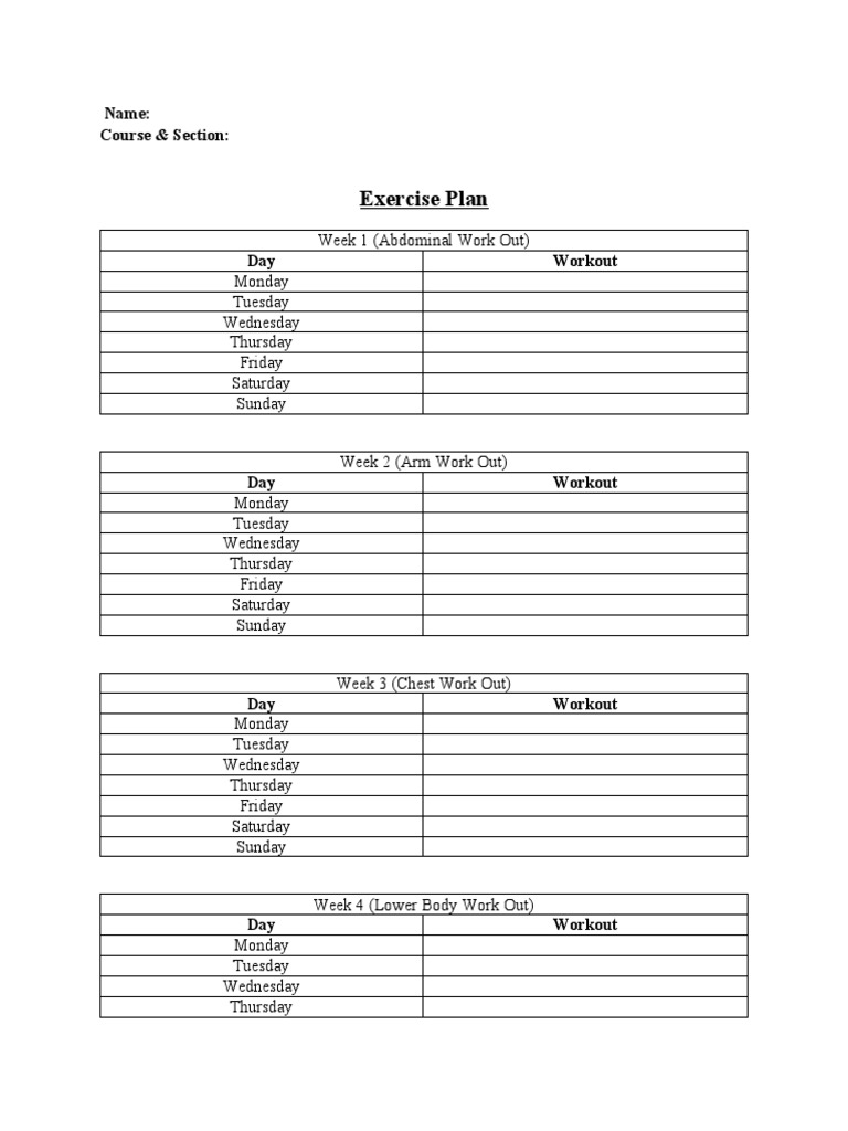 Exercise Plan - Template | PDF