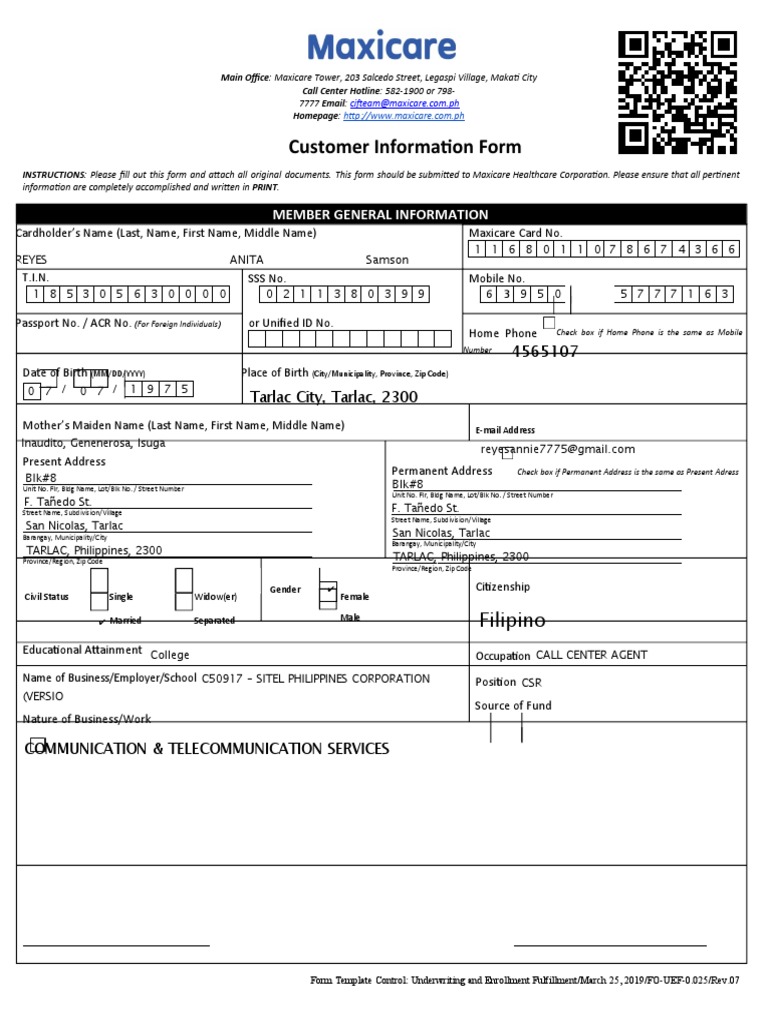 Customer Information Form | PDF | Automated Teller Machine | Banking