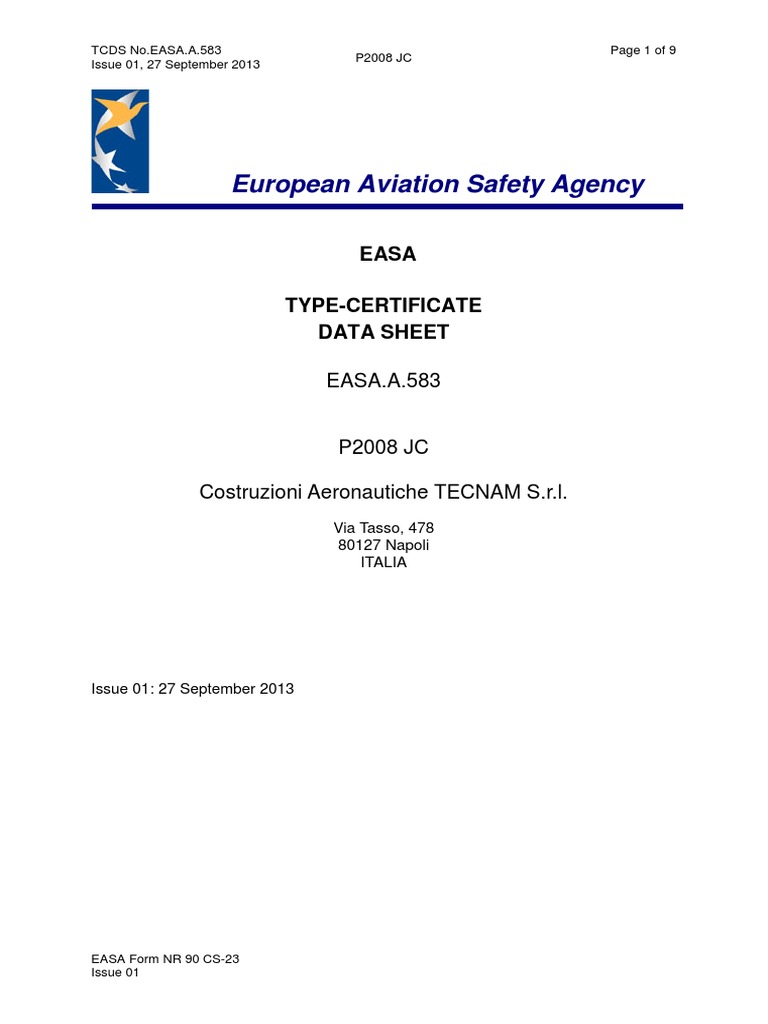 European Aviation Safety Agency: Easa Type-Certificate Data Sheet | PDF ...