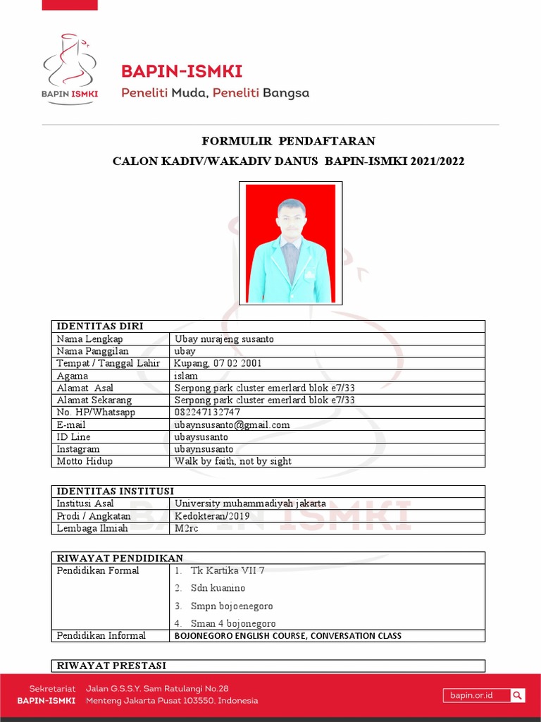 Formulir Pendaftaran Danus | PDF