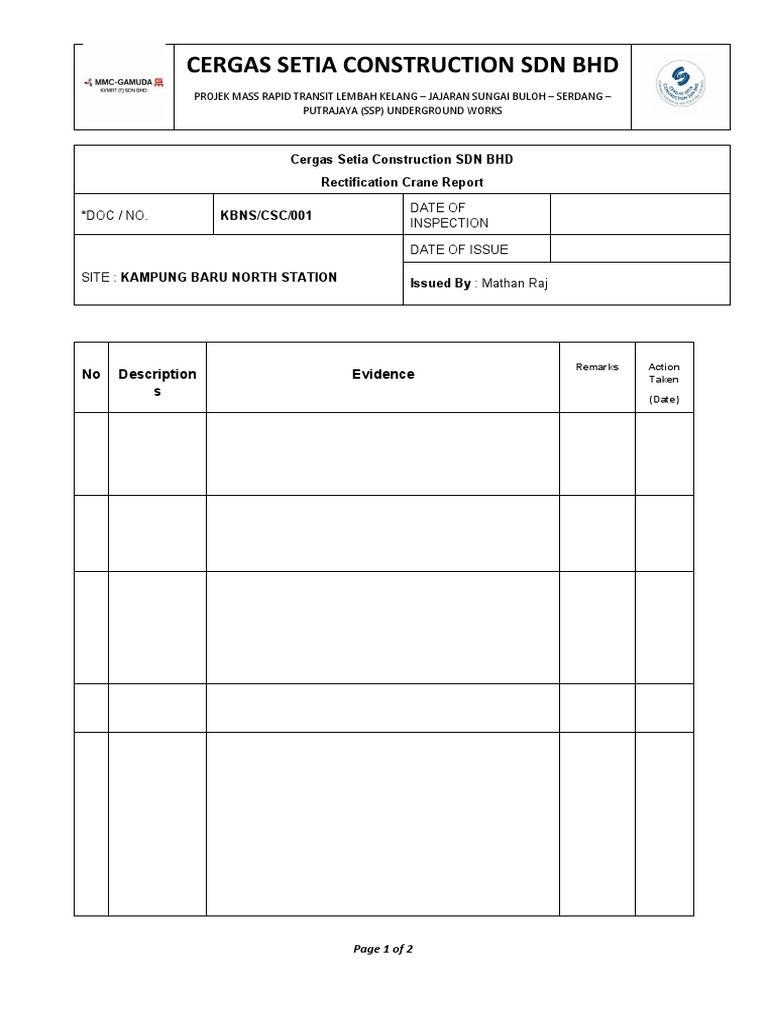 CSC Rectification Template | PDF