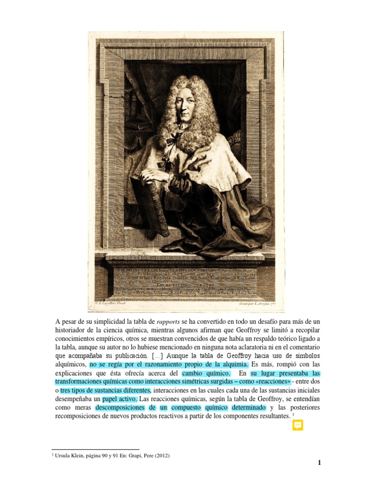 Las Tablas de Afinidades Etienne Francois Geoffroy | PDF | Sustancias ...