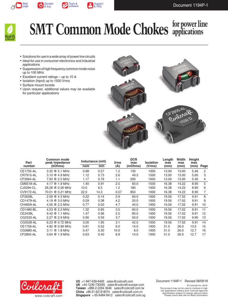 SMT Common Mode Chokes: For Power Line Applications | PDF | Soldering ...