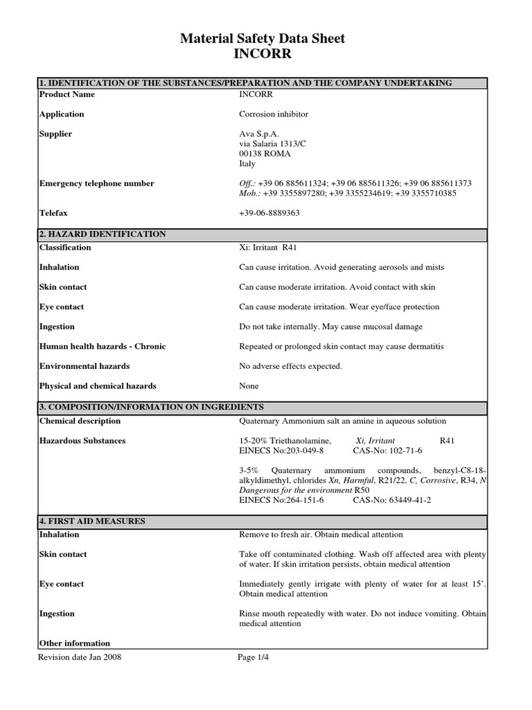 INCORR | PDF | Personal Protective Equipment | Toxicity