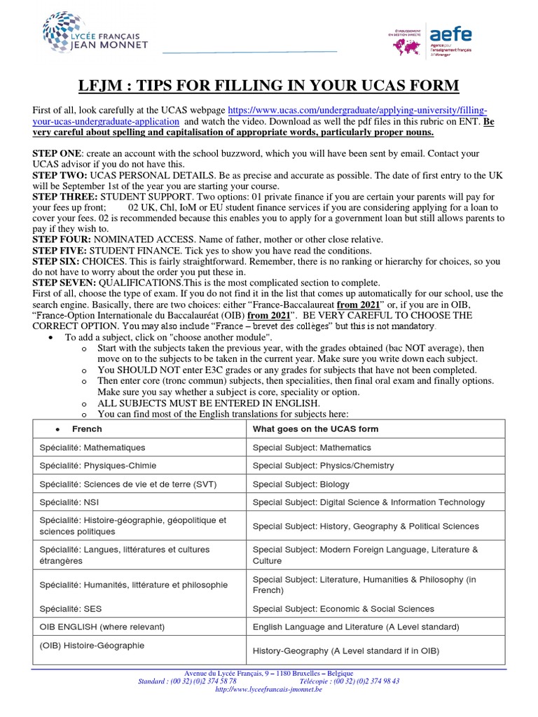 Guidance To Input French BAC Results On UCAS | PDF | Educational Stages