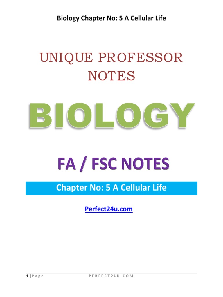 Biology Notes Chapter No 5 A Cellular Life | PDF | Biology | Life Sciences