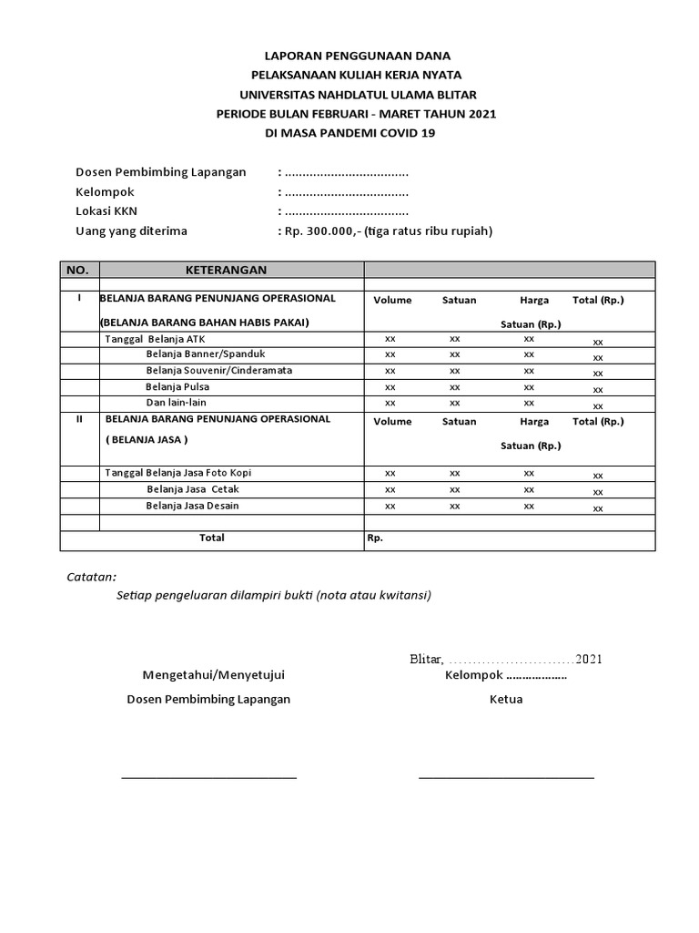 Form SPJ KKN - Mahasiswa | PDF
