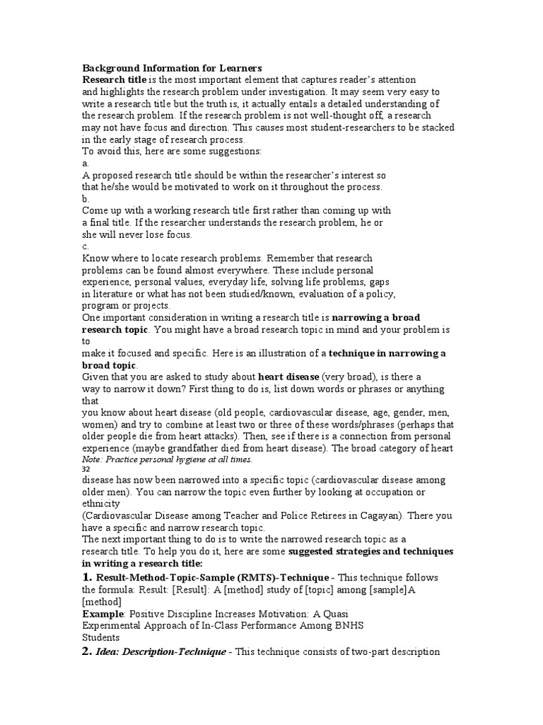 Background Information For Learners | PDF | Learning | Psychological ...