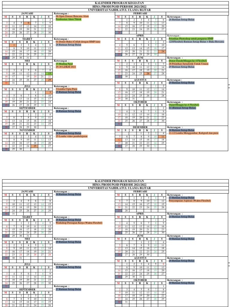 Kalender Program Kegiatan | PDF
