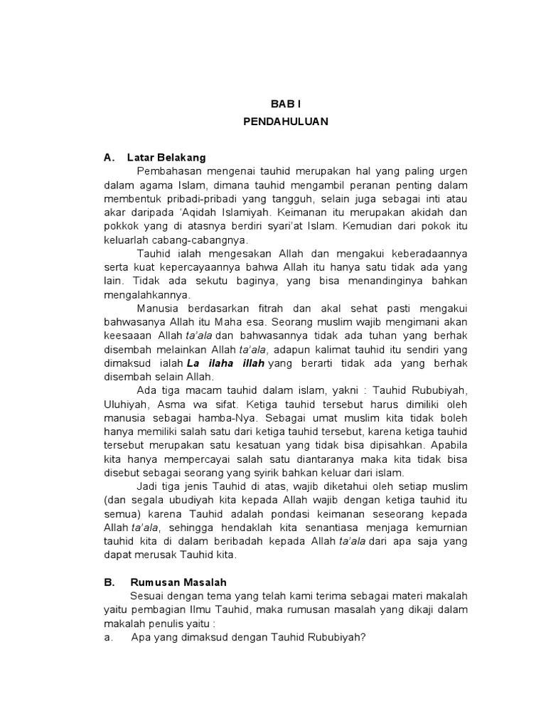 Memahami Tiga Jenis Tauhid dalam Islam | PDF | Agama & Spiritualitas