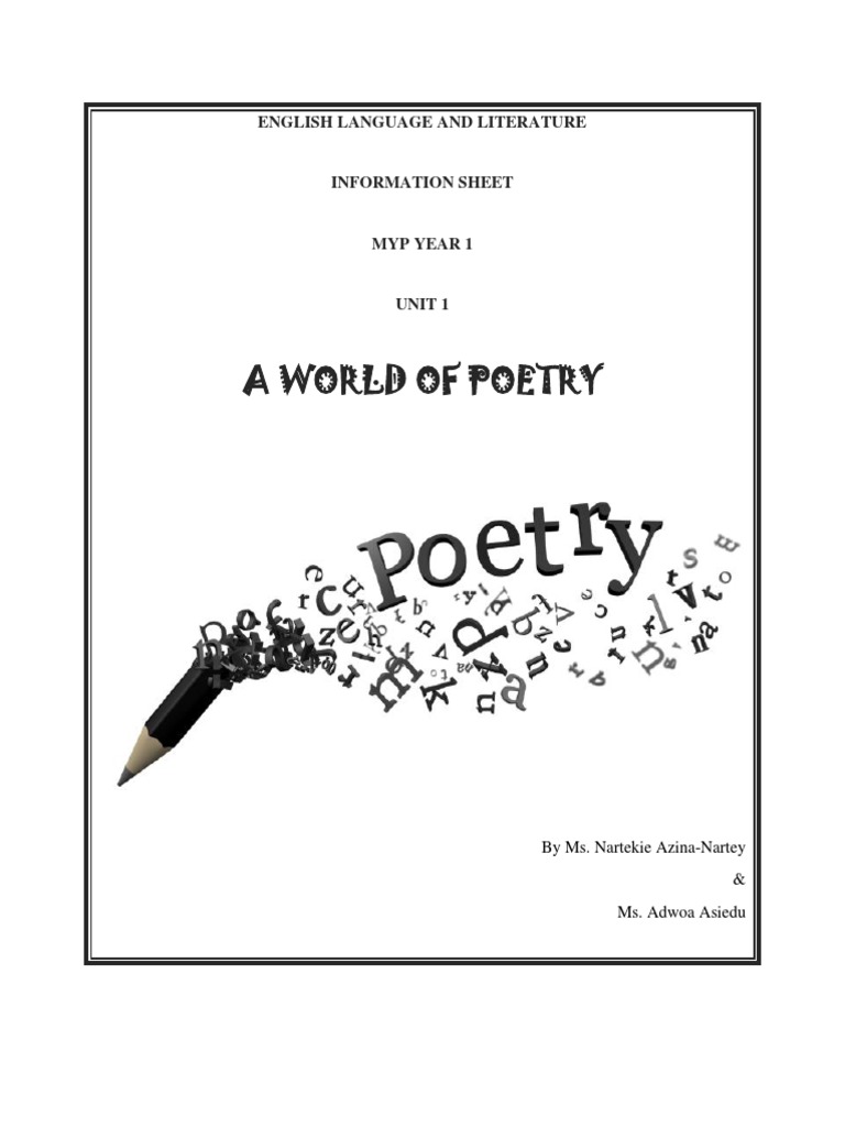 Poetry Guide for MYP Year 1 Students | PDF | Poetry | Rhyme