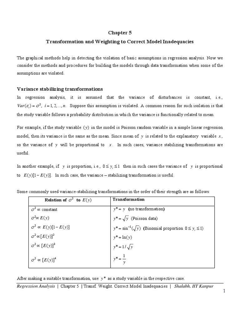 Regression Model Transformation Guide | PDF | Errors And Residuals ...