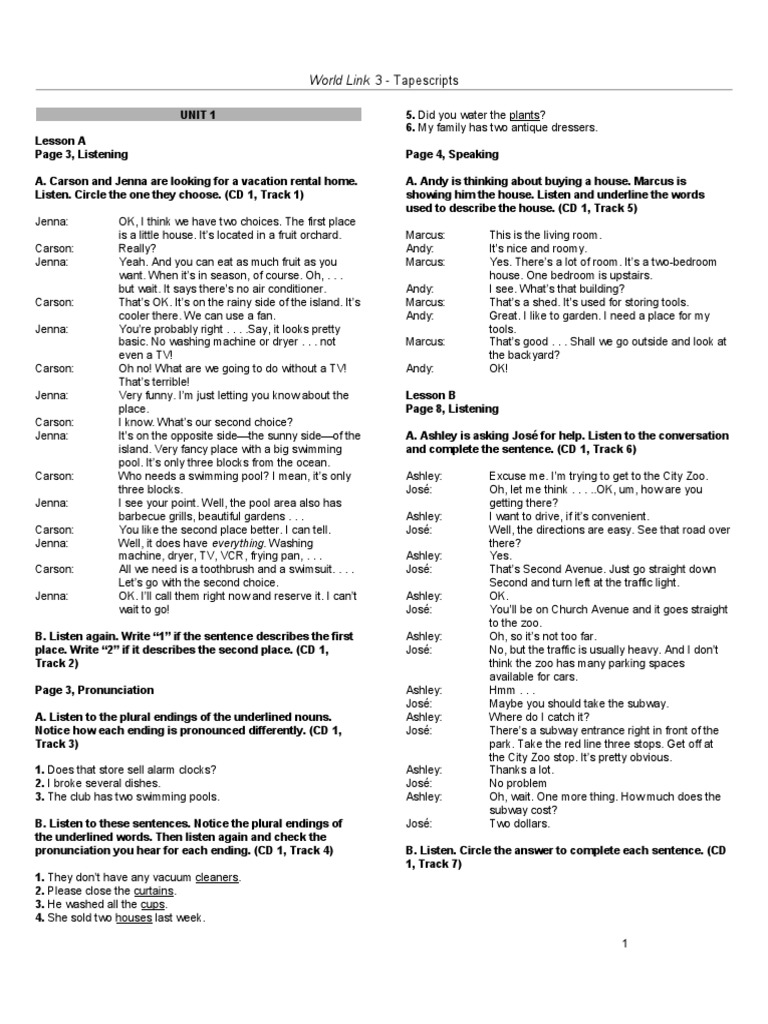 World Link 3 Tape Script | PDF | Adverb | News