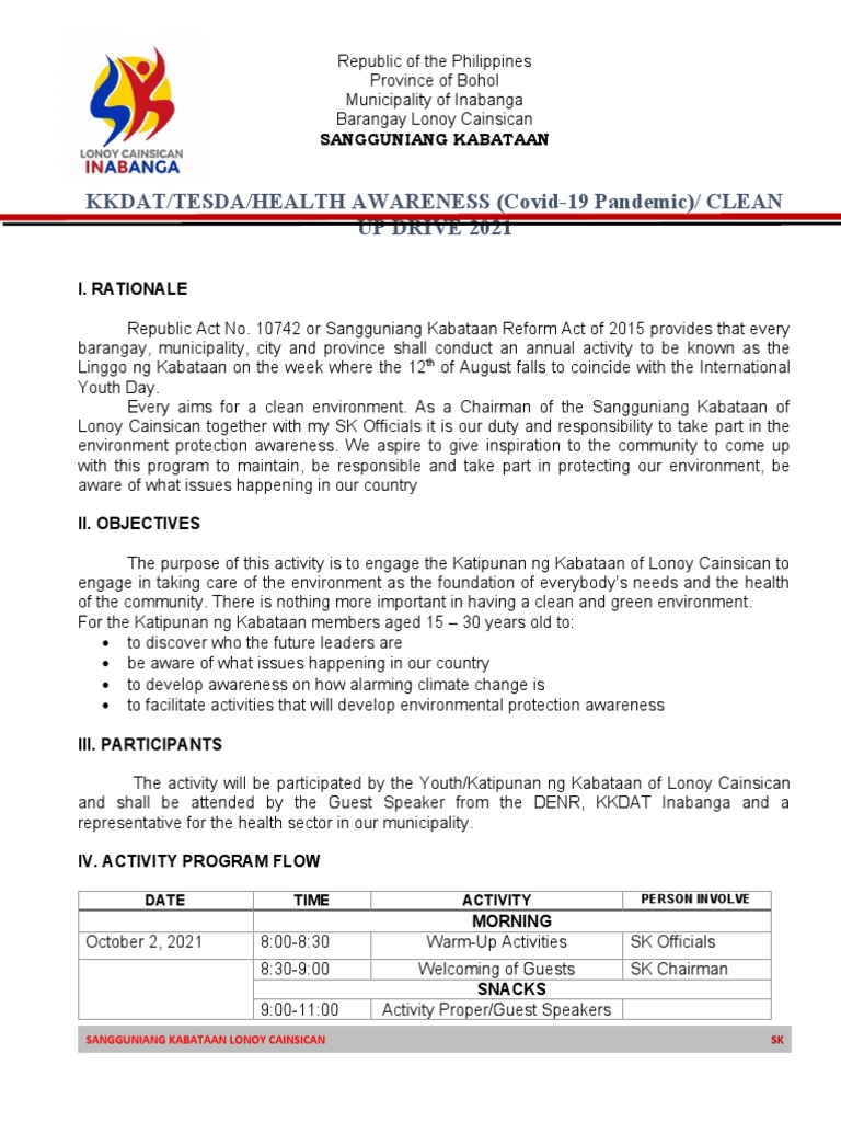 KKDAT/TESDA/HEALTH AWARENESS (Covid-19 Pandemic) / CLEAN Up Drive 2021 ...