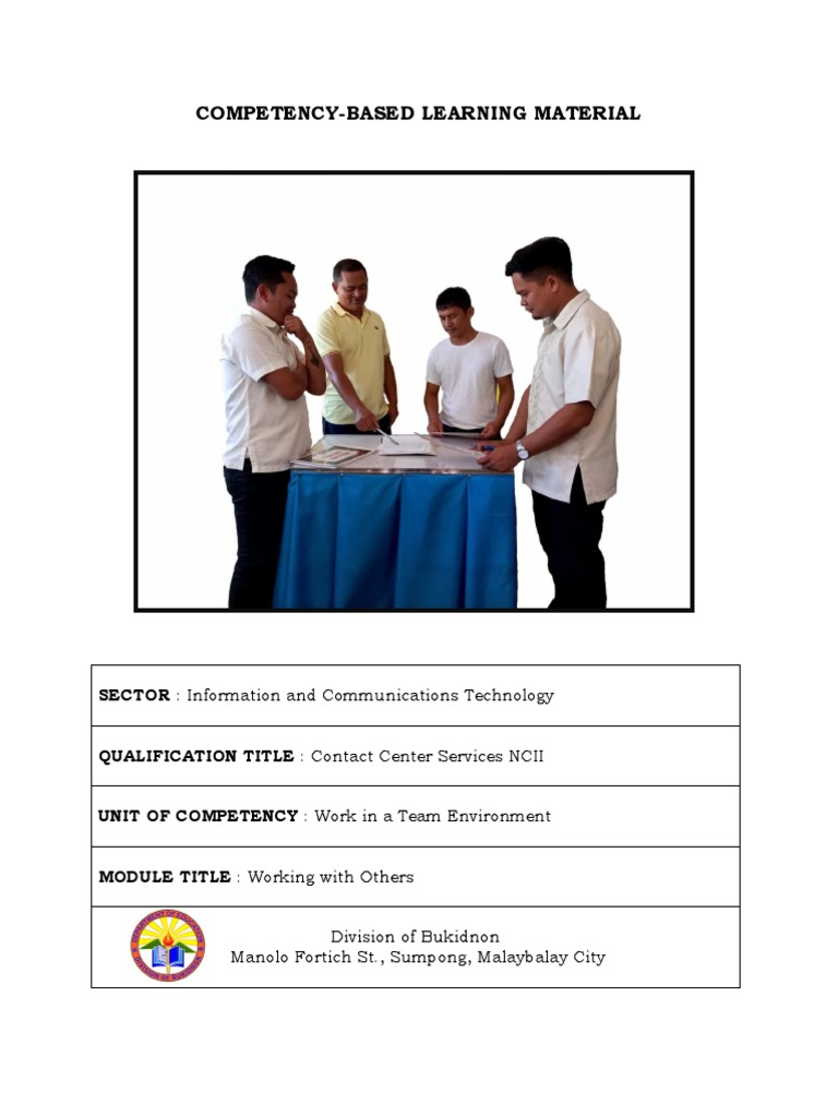 CBLM CCS NCII - Basic Competency - Work in A Team Environment | PDF ...