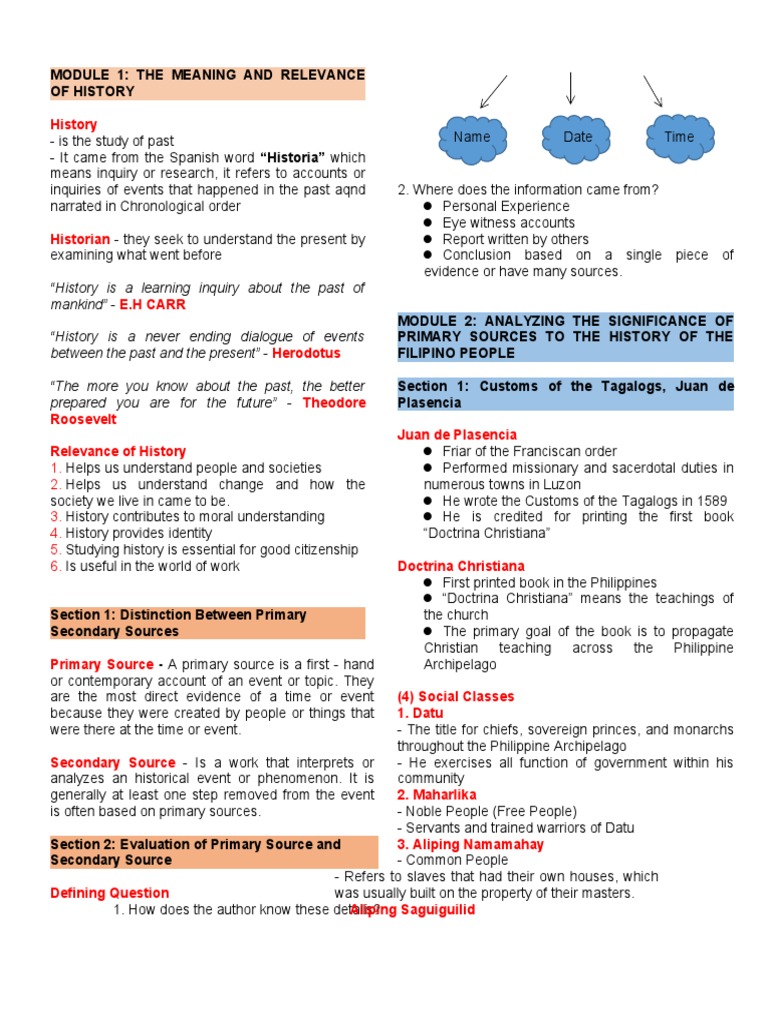 MODULE 1 HISTORY MEANING AND RELEVANCE | PDF | Philippines