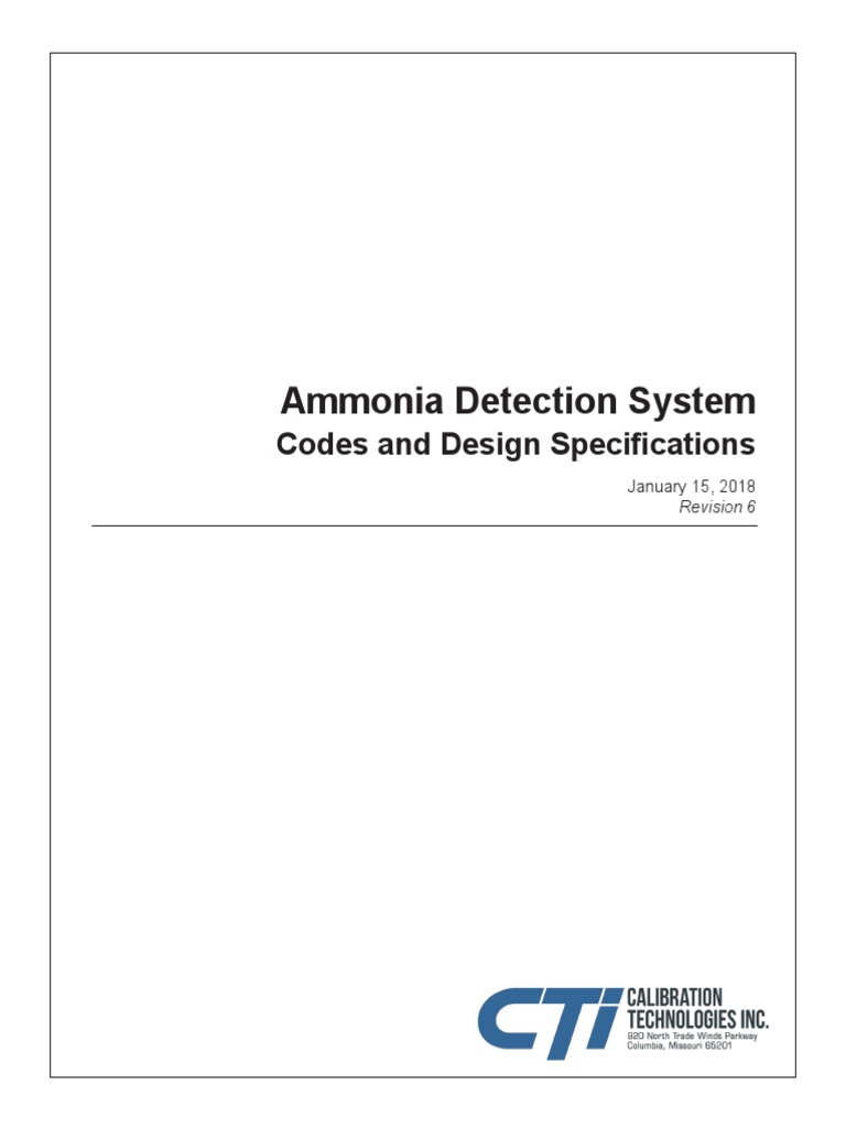 Ammonia Detection System: Codes and Design Specifications | PDF ...