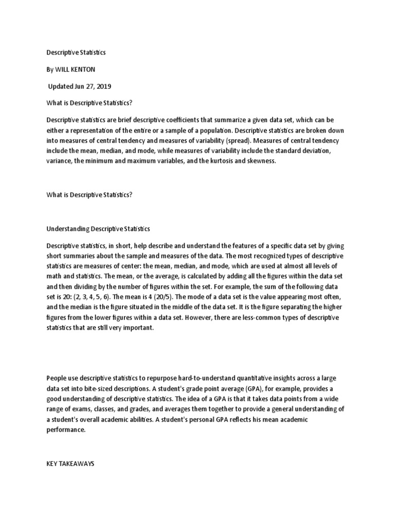 Descriptive Sta Wps Office Pdf Statistics Descriptive Statistics 4441