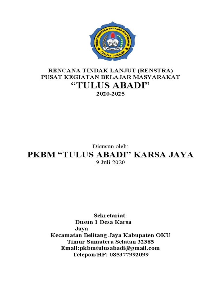 Rencana Strategi Srenstra PKBM Tulus Abadi | PDF | Bisnis | Ilmu Sosial