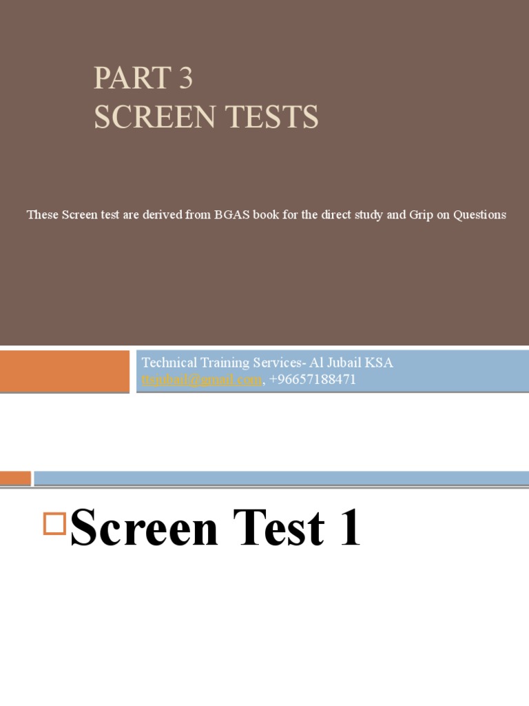 Bgas - Screen Tests-Part 3 | PDF