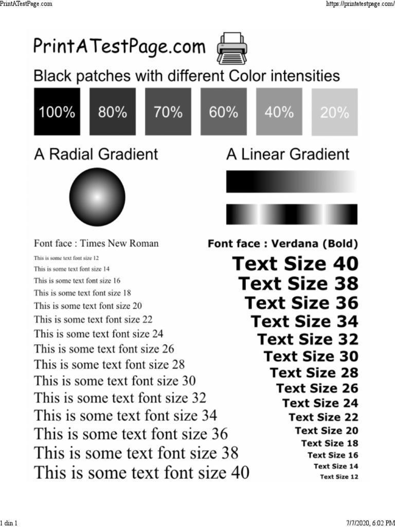 Black Print Test Page Resources | PDF