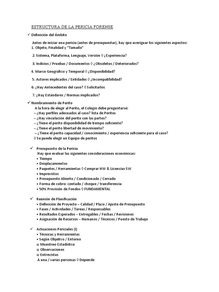 Estructura de la Pericia Forense | PDF | Presupuesto | Experto