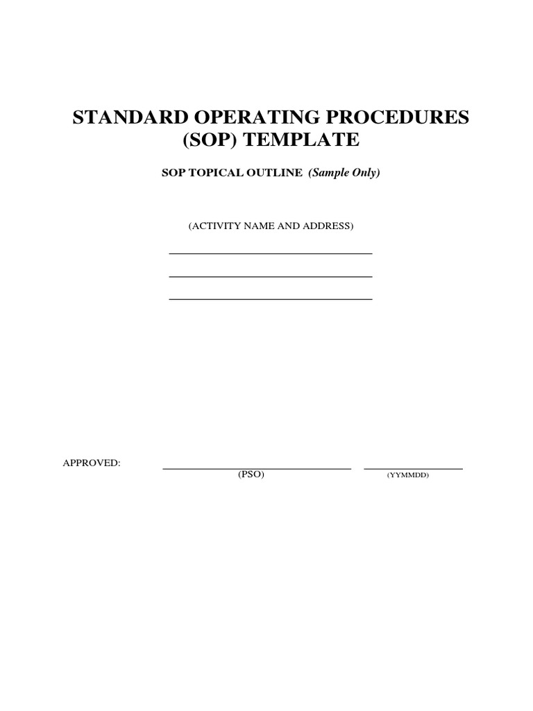 Standard Operating Procedures (Sop) Template: Sop Topical Outline ...