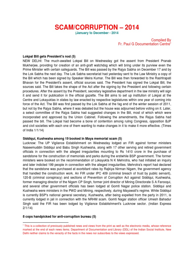 SCAM - CORRUPTION - 2014 - Indian Social Institute (PDFDrive) | PDF ...