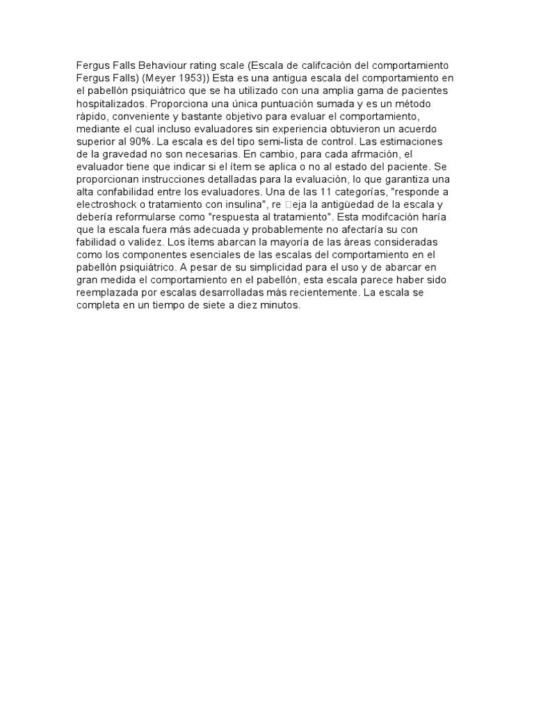 Fergus Falls Behaviour Rating Scale | PDF