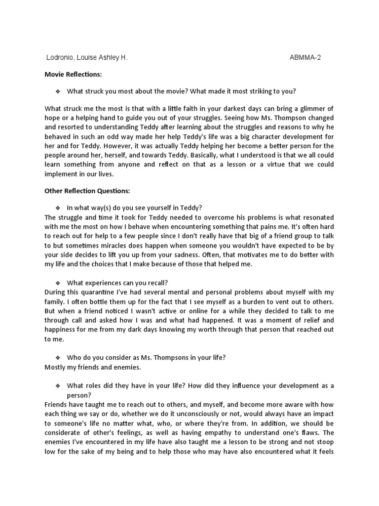 Short Film Reflection - Lodronio ABMMA2 | PDF | Cognition ...