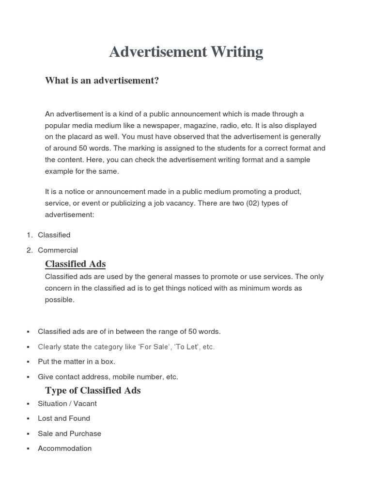 Advertisement Writing: What Is An Advertisement? | PDF | Advertising