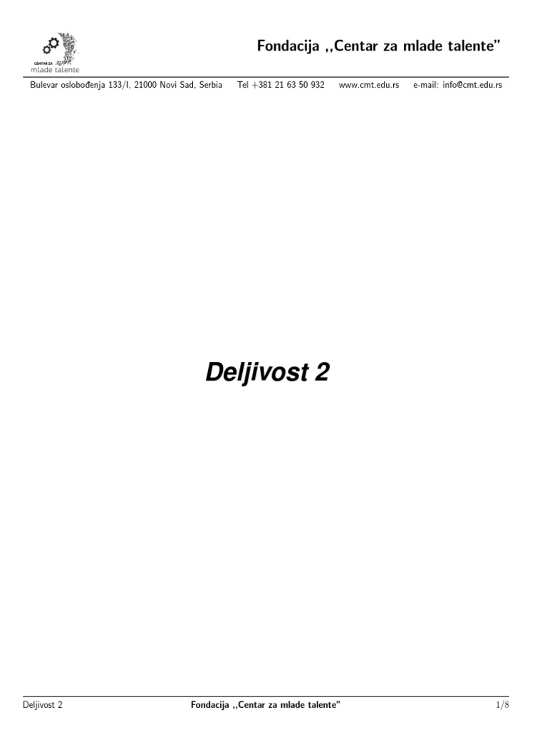 Lekcija 03 - Deljivost 2 | PDF