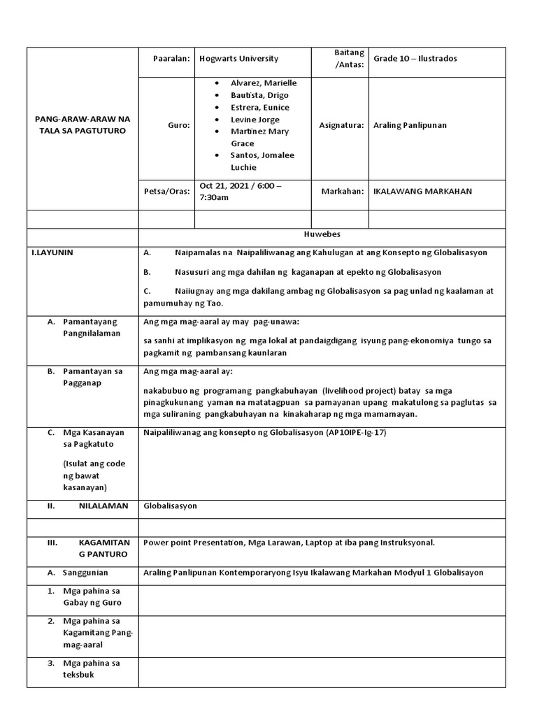 Lesson Plan Sample | PDF