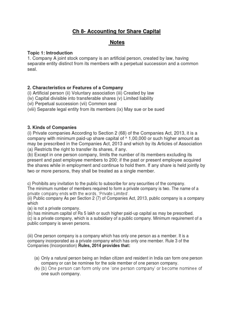 A Comprehensive Overview of Accounting for Share Capital | PDF | Stocks ...