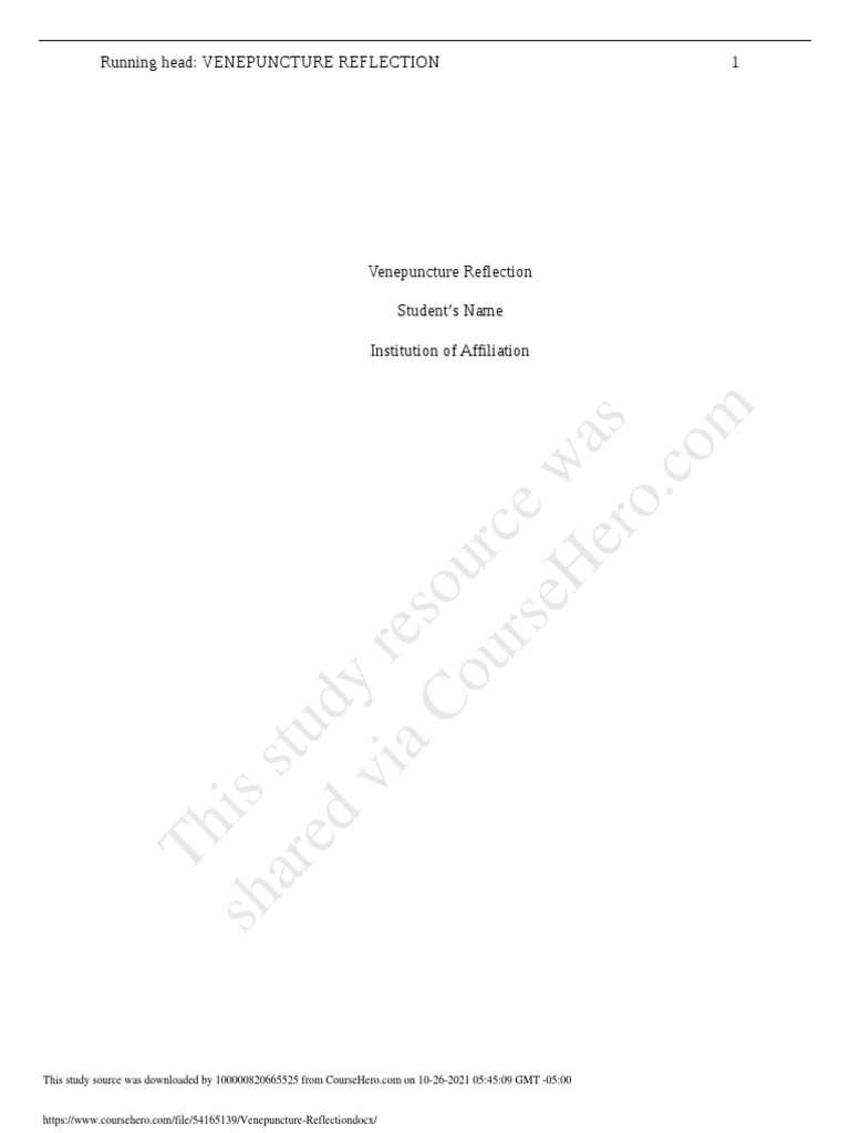 Venepuncture Reflection | Download Free PDF | Vein | Anxiety