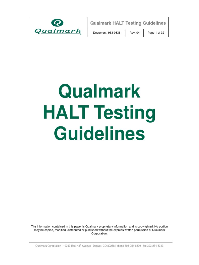 2 - Qualmark HALT Testing Guidelines - 933 0336 - 04 | PDF | Spectral ...