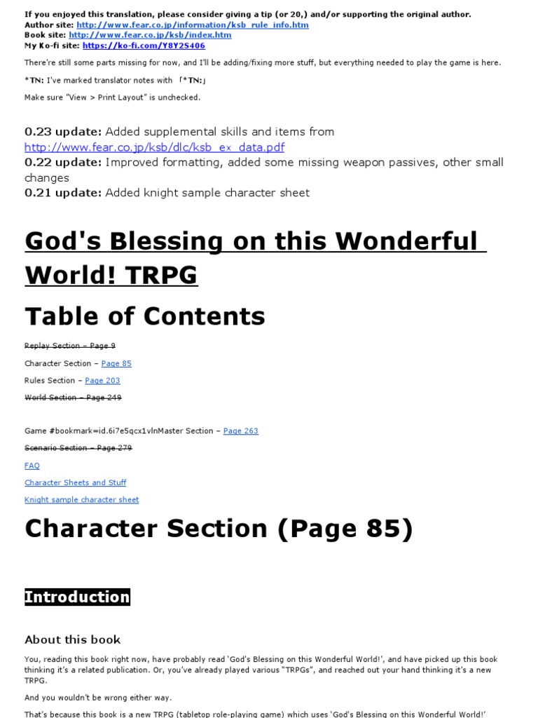 Konosuba TRPG Guide & Updates | PDF | Tabletop Role Playing Game