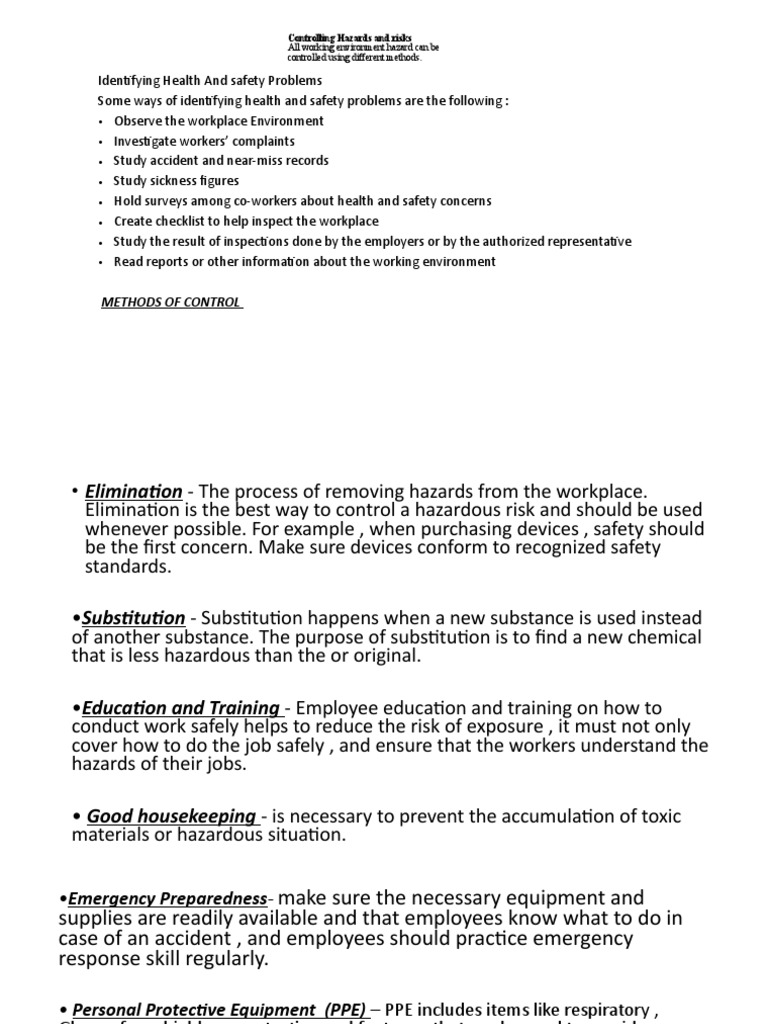 Controlling Hazards and Risks | PDF